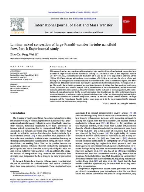 Pdf Laminar Mixed Convection Of Large Prandtl Number In Tube Nanofluid Flow Part I