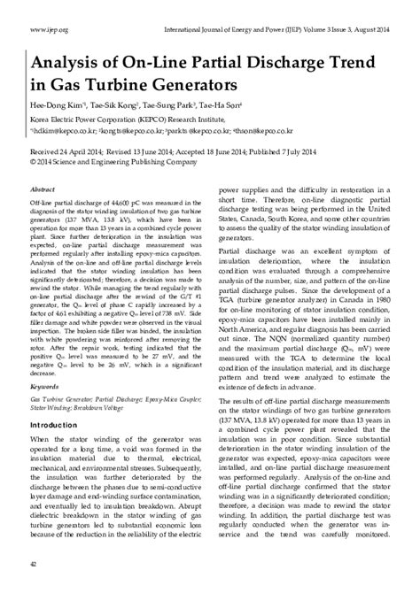 Pdf Analysis Of On Line Partial Discharge Trend In Gas Turbine Generators