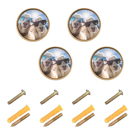 Ryvnso Sheeps With Glasses Cabinet Knobs Kitchen Door Round Pulls Drawers Dresser Cupboard Knob