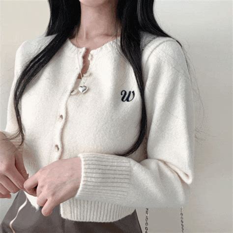 슬로우베리 러블리დ아방핏 독보적 컬러감 폭닥 라운드넥 W 크롭 니트 가디건 5color