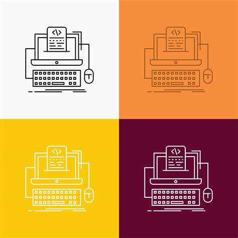 Code Coding Computer Monoblock Screen Icon Over Various Background