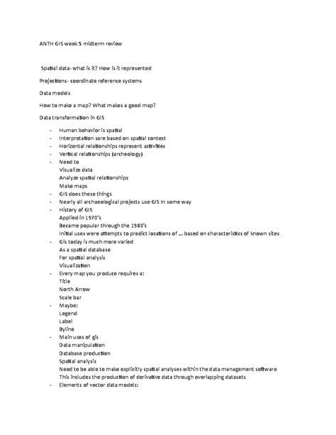 Anth Gis Week 5 Lecture Midterm Prep Anth Gis Week 5 Midterm Review Spatial Data What Is It