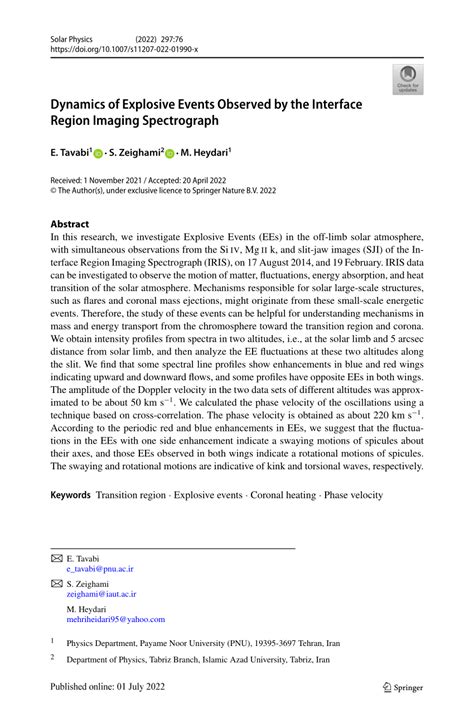 Pdf Dynamics Of Explosive Events Observed By The Interface Region Imaging Spectrograph