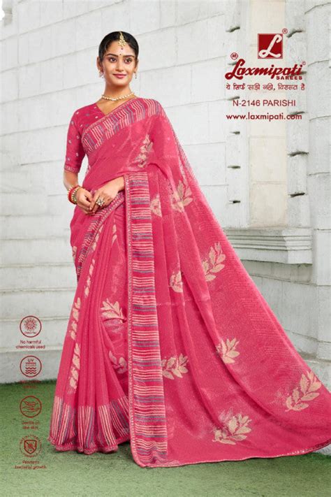 Laxmipati Diwani N 2146 Pink Sparkle Chiffon Saree Sanskar