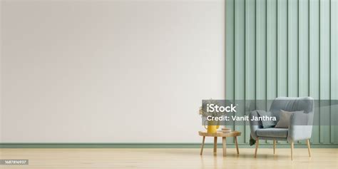 객실 내부에는 빈 흰 벽 배경에 녹색 안락의자가 있습니다 0명에 대한 스톡 사진 및 기타 이미지 0명 3차원 형태 가구