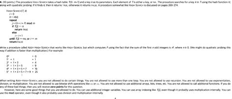 Solved Points The Procedure HASH SEARCH Takes A Chegg Com