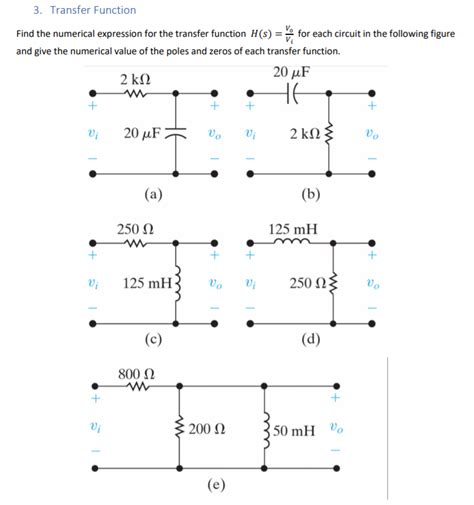 Solved Transfer Function Find The Numerical Expression Chegg
