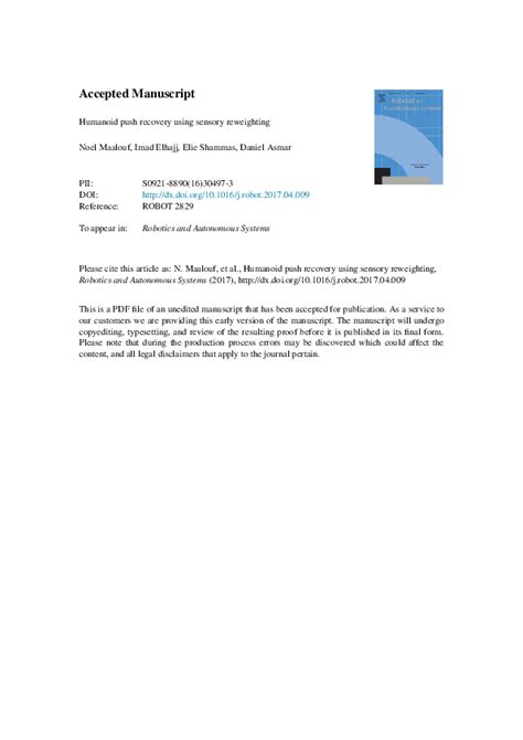 pdf humanoid push recovery using sensory reweighting