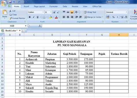 Detail Contoh Database Karyawan Perusahaan Excel Koleksi Nomer 21