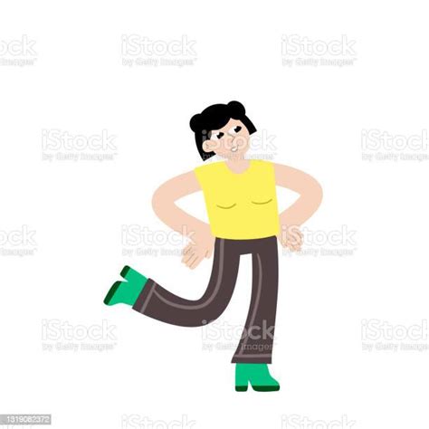 여자 춤 미니멀 한 행복한 여성 캐릭터 재미 무브먼트 포즈 캐주얼 한 옷을 입은 소녀 트렌디한 모던 리외 일러스트레이션 단일 이미지에 대한 스톡 벡터 아트 및 기타 이미지