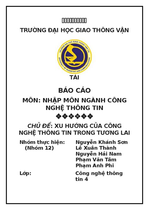 Xu hướng CNTT No description TRƯỜNG ĐẠI HỌC GIAO THÔNG VẬN TẢI BÁO