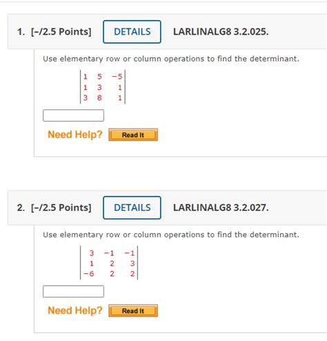 Solved Use Elementary Row Or Column Operations To Find The