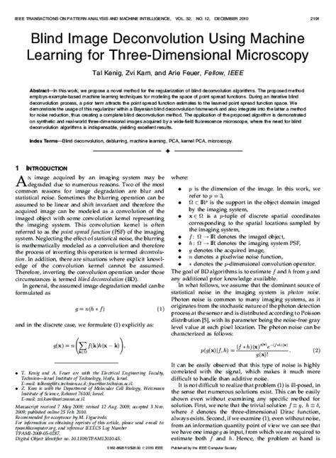 Pdf Blind Image Deconvolution Using Machine Learning For Three