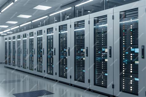 Premium Photo Server Room Data Center With Rows Of Server Racks For