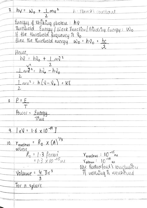 SOLUTION Structure Of Atom Formula Sheet Studypool