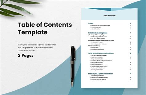 Editable Table Of Content Templates In Pdf To Download
