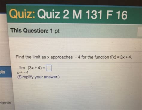Solved Find The Limit As X Approaches For The Function Chegg