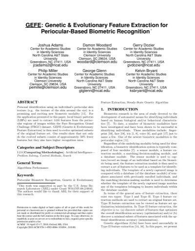 Gefe Genetic And Evolutionary Feature Extraction For Periocular Based
