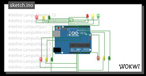 Lampu Merah Wokwi Esp32 Stm32 Arduino Simulator