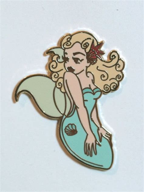 Pin Up Mermaid Hard Enamel Pin Mint By Lulemeeart On Etsy Mermaids