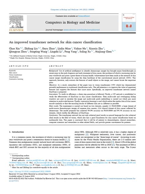 an improved transformer network for skin cancer classification pdf