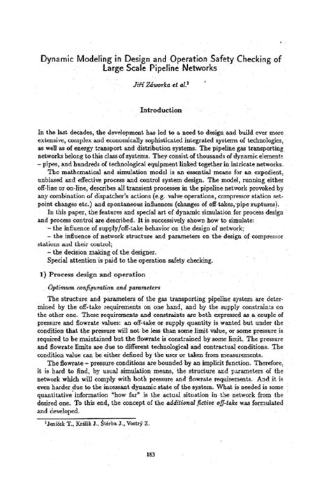 pdf dynamic modeling for safe pipeline design