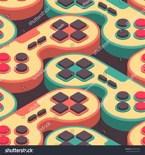 Joystick Retro Seamless Pattern Gampad Game Stock Vector Royalty Free 629433290 Shutterstock