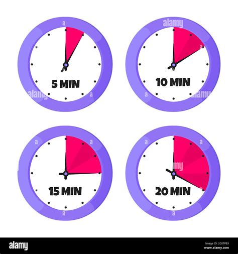 Countdown On Analog Clock Face Flat Style Design Vector Illustration Icon Sign Set Stock Vector