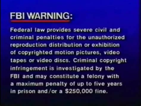 Image Sony Wonder Fbi Warning Screen  The Fbi Warning Screens