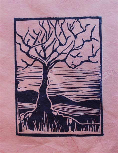 Tree Block Print Etsy