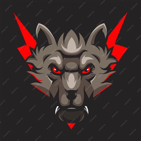 화난 늑대 마스코트 로고 디자인 일러스트레이션 벡터 늑대는 팀 스포츠 E스포츠 게임을 위해 천둥을 치고 있습니다 프리미엄 벡터