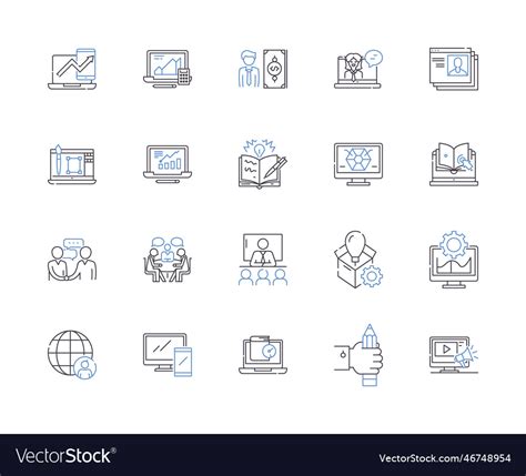 Workflow And Employee Outline Icons Collection Vector Image