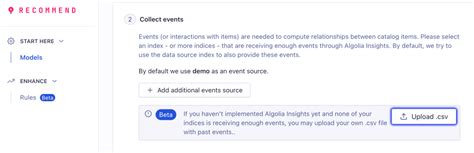 upload existing events via csv algolia