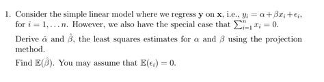 solved 1 consider the simple linear model where we regress