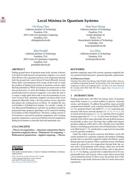 local minima in quantum system pdf perturbation theory quantum