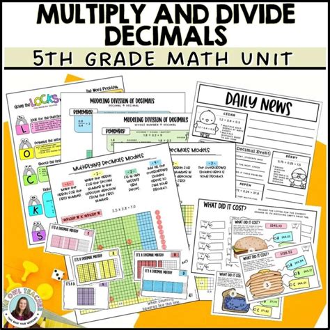 Multiply And Divide Decimals By Decimals Whole Numbers And Powers Of 10 Unit For 5th Grade The