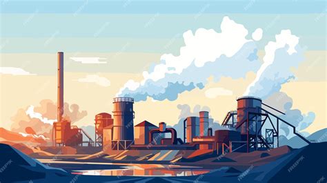 Steelworks Vector Illustration With Resource Mining And Smelting