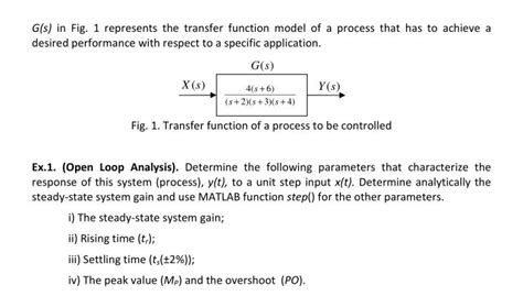 Solved Gs In Fig 1 Represents The Transfer Function Model