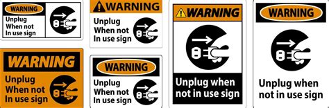 warning unplug when not in use symbol sign 28699612 vector art at vecteezy