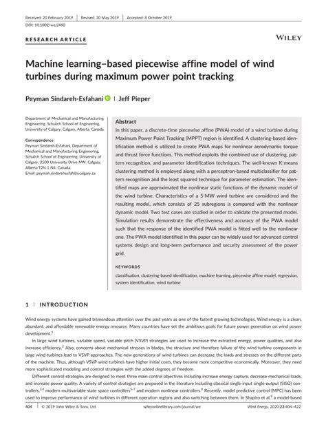 Machine Learning Based Piecewise Affine Model Of Wind Turbines During