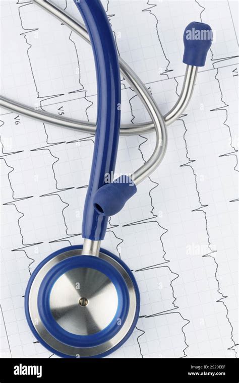 Stethoscope And Electrocardiogram Symbolic Photo For Heart Disease And