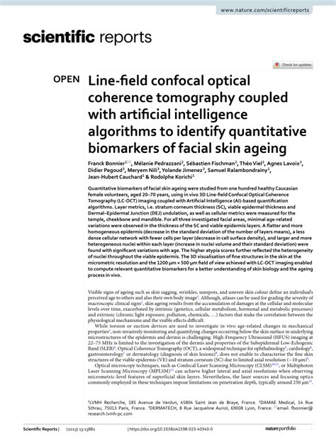 Pdf Line Field Confocal Optical Coherence Tomography Coupled With Artificial Intelligence
