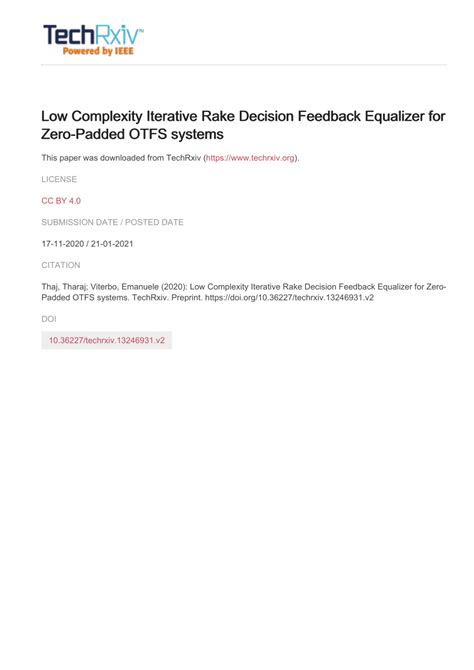 pdf low complexity iterative rake decision feedback equalizer for