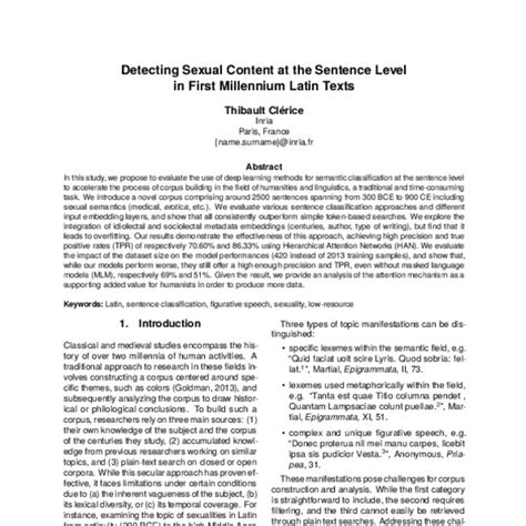 Detecting Sexual Content At The Sentence Level In First Millennium
