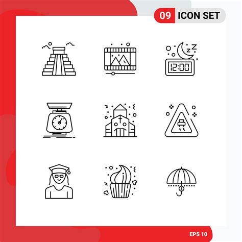 Set Of 9 Modern Ui Icons Symbols Signs For Volume Scale Clock Mass Time