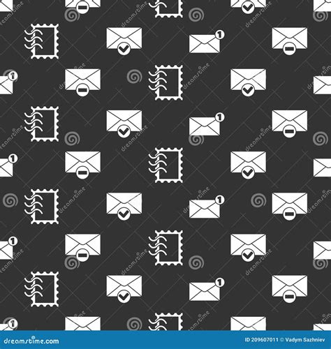 Set Envelope Delete Envelope Postal Stamp And Envelope And Check Mark On Seamless Pattern