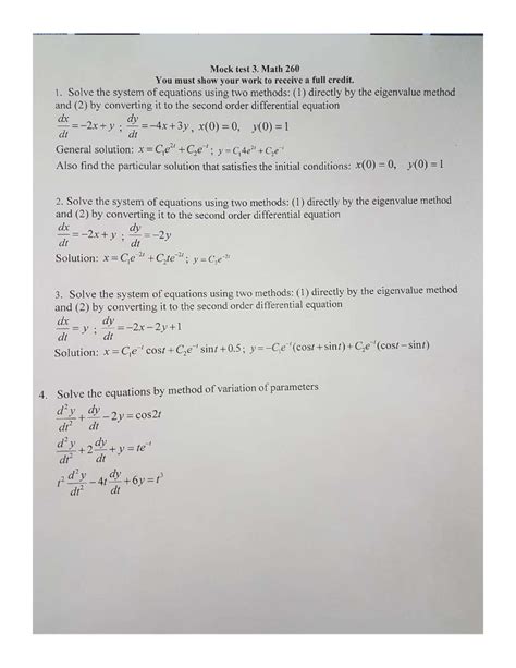 Solved Solve The System Of Equations Using Two Methods 1