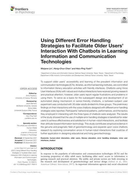 Pdf Using Different Error Handling Strategies To Facilitate Older
