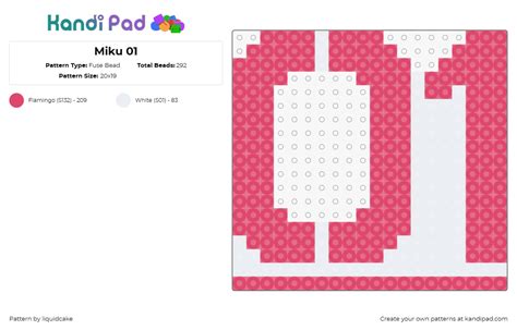 Miku Fuse Bead Pattern Kandi Pad Kandi Patterns Fuse Bead Patterns Pony Bead Patterns