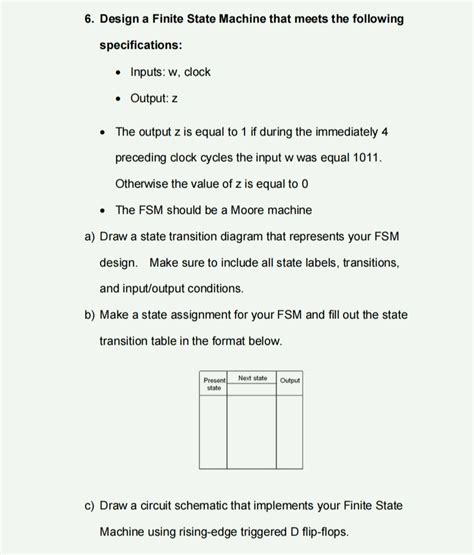 Solved Design A Finite State Machine That Meets The Chegg